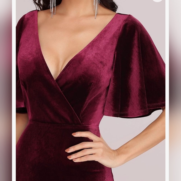 Ever Pretty | Dresses | Ever Pretty Burgundy Velvet Gown Vneck Size ...